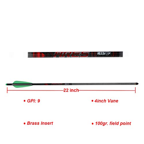 REEGOX 20” Carbon Crossbow Bolts-100% Carbon Crossbow Arrows with Field Point/Moon Nock-6 Pack