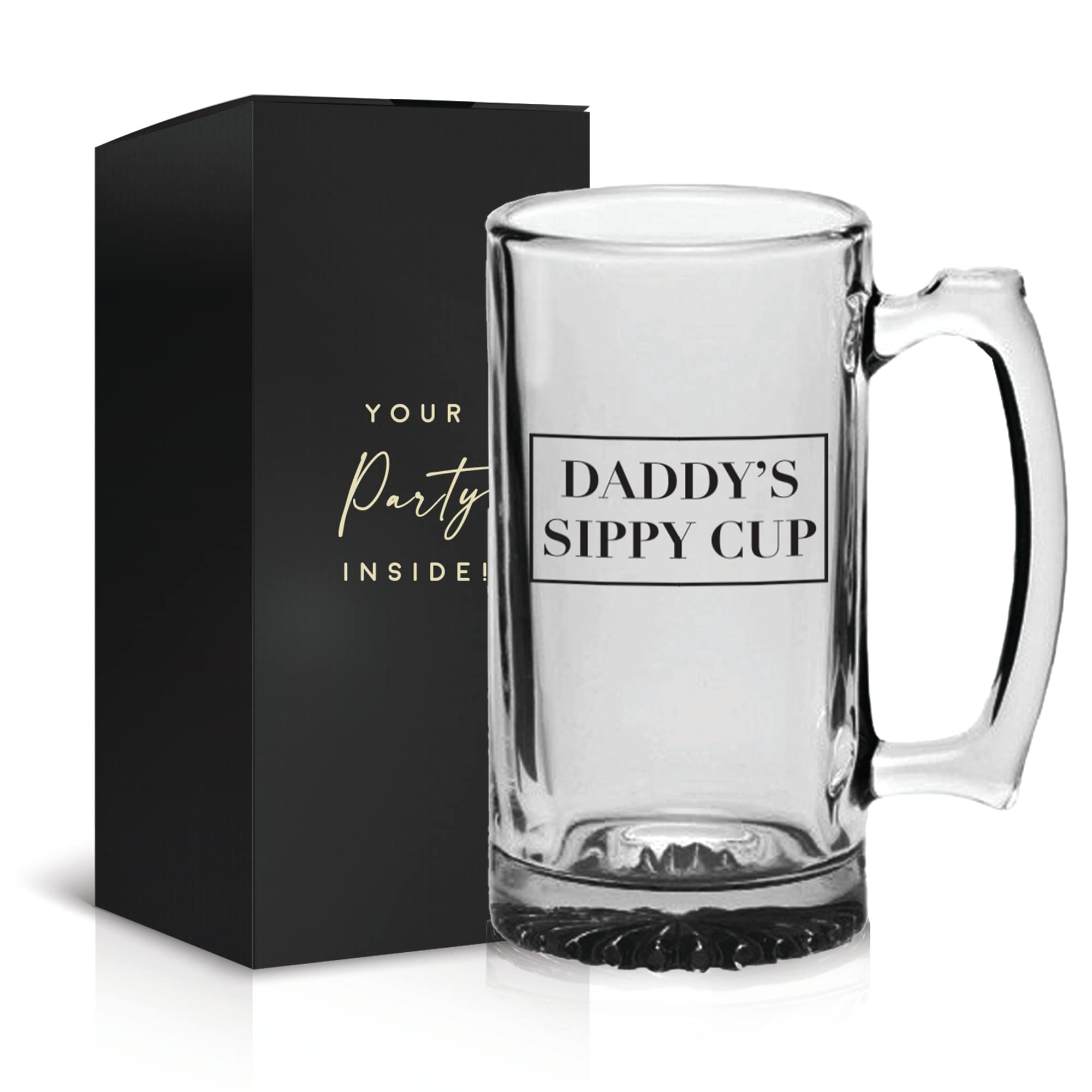 Your Dream Party Shop Daddy's Sippy Cup Beer Glass - 16oz Beer Mug - Funny New Dad Gifts For Men - Ideal Gifts For New Dad or Dad to Be Gifts - 1st Time Dad Gifts for Expecting Dad's - Handle