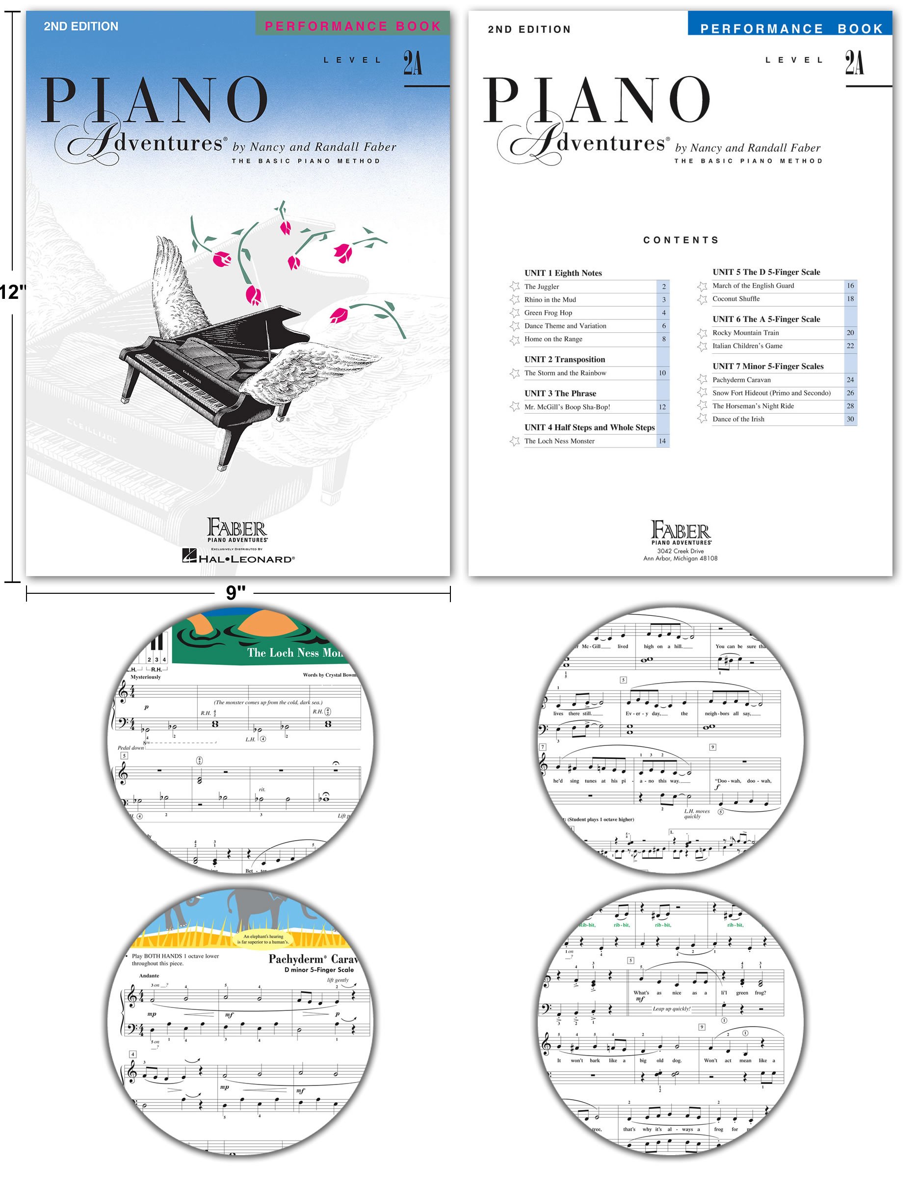 Piano Adventures Level 2A Learning Library Set By Nancy Faber - Lesson, Theory, Performance, Technique & Artistry Books & Juliet Music Piano Keys 88/61/54/49 Full Set Removable Sticker