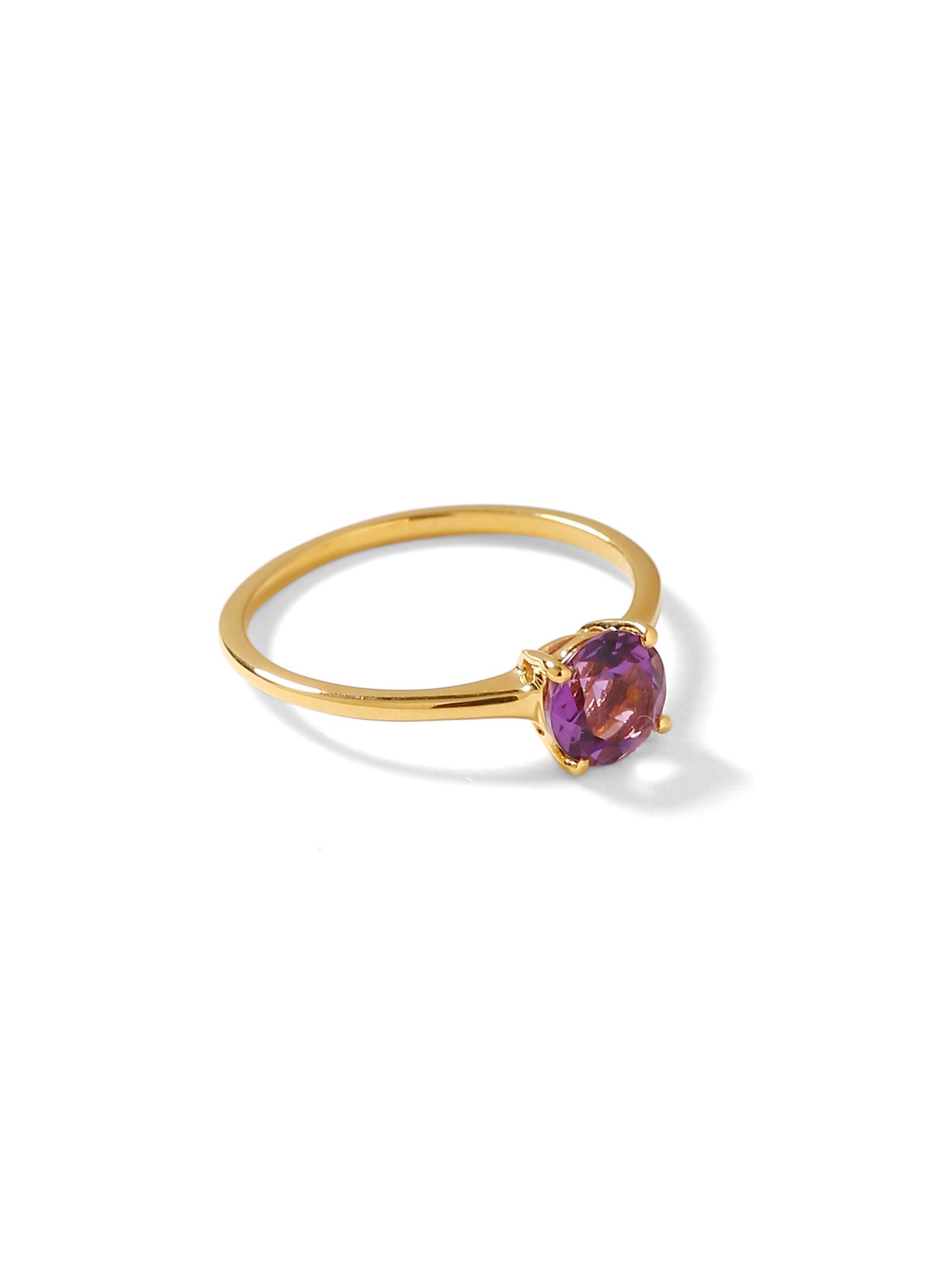YoTreasure 0.75 Ct Amethyst Solid 10k Yellow Gold Solitaire Ring Jewelry (8)