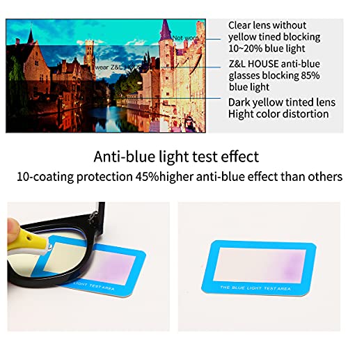 Z&L HOUSE 2 Pack Lightweight Reading Retro Square Eyeglasses Frame Filter Blue Ray Computer Game UV Ray Filter Glasses for Men Women Anti Glare Blue Light Blocking Glasses