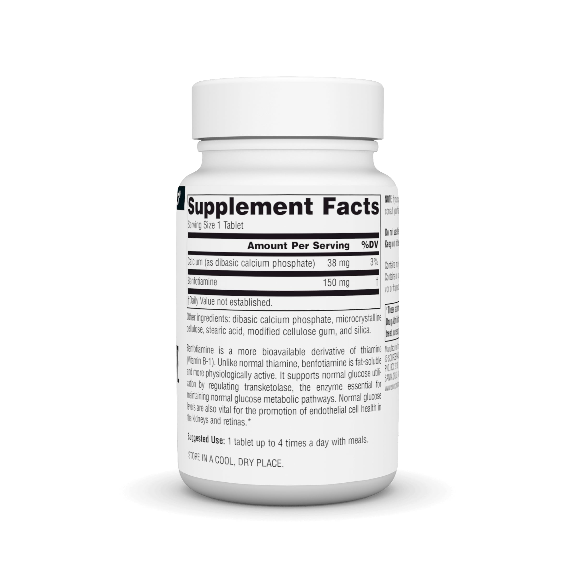 Source Naturals Benfotiamine, Fat Soluable Source of Vitamin B-1, 150 mg - 120 Tablets