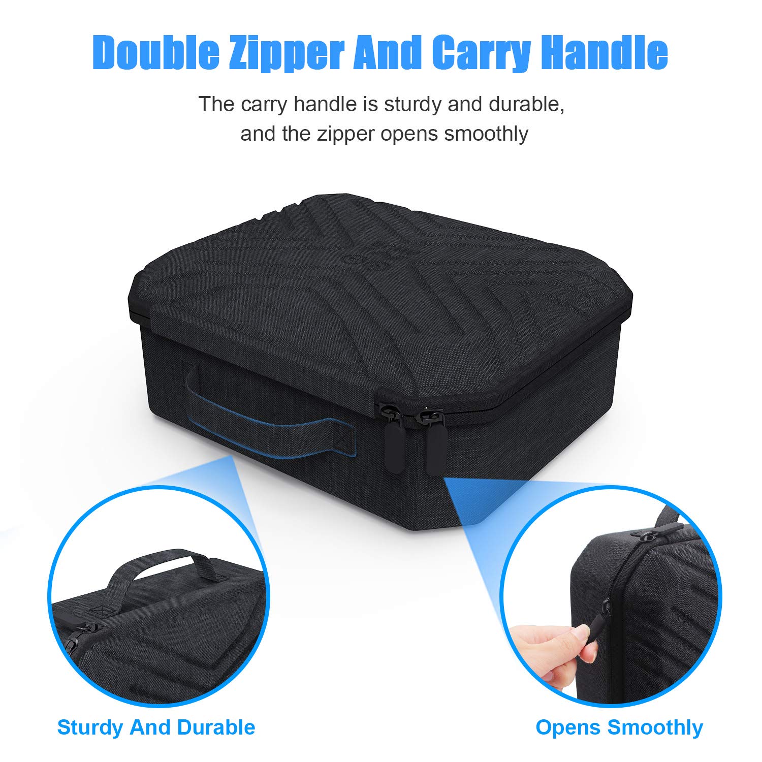 Zaracle Fashion Travelling Case & Touch Controller Grip Cover & Flexible Soft TPU Head Pad & VR Silicone Face Cover for Oculus Quest 2, Custom Comfort Accessories Set (Black)