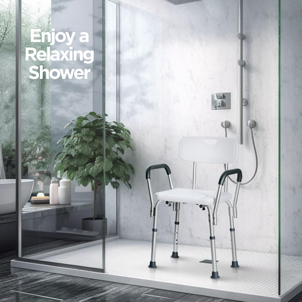 Shower Chair with Handels Set of 3 Includes Back Scrubber & Additional Sponge Tool Free Shower Chair for Elderly Bath Chair for Elderly