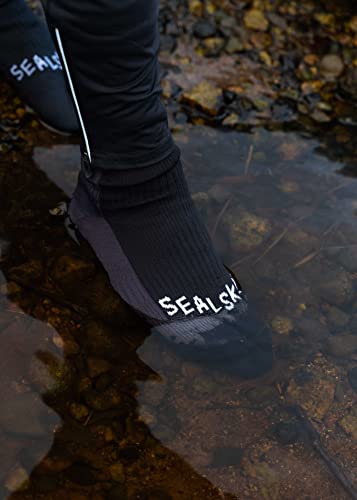 SEALSKINZ Unisex Waterproof Cold Weather Mid Length Sock, Black/Grey, Large