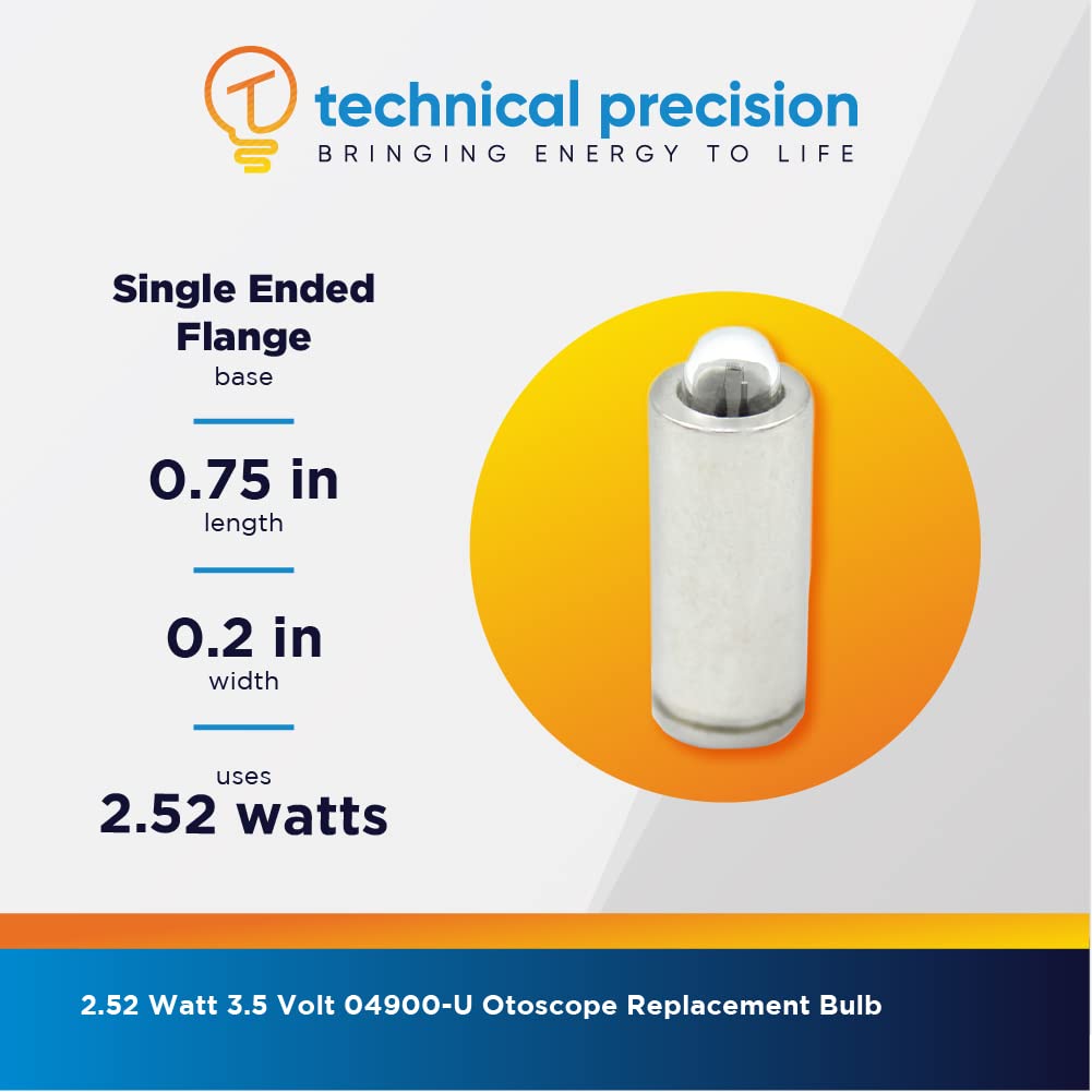 Technical Precision 3.5V Halogen Medical Diagnostic Bulb Replacement for Welch Allyn 04900, 4900, 11620, 11630, 11720, 11730, 11735, 04900-U Light Bulbs by Technical Precision - Clear - 1 Pack