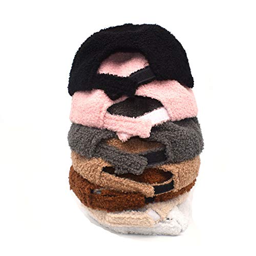 Women Men Winter-Warm Baseball Caps Faux-Lamb-Wool Teddy-Fleece Baseball Hats Adjustable Outdoor Cap (M, Black)