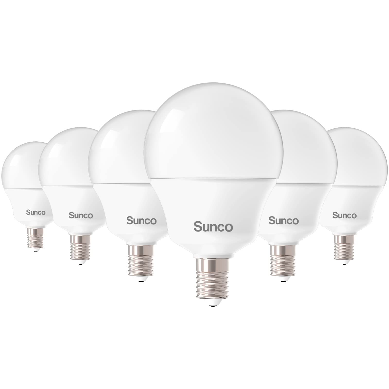 Sunco 6 Pack E12 LED Bulbs Candelabra CRI92 5000K Daylight, 5W Equivalent 40W, 450 Lumens, Small Edison Screw Base E12, Non-Dimmable, Frosted Decorative G14 Globe Vanity Light Bulbs – UL