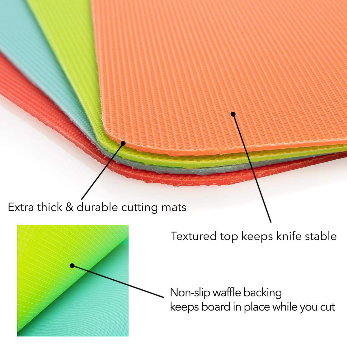 Simply Genius Plastic Cutting Boards for Kitchen - Color Coded Chopping Board Set - Flexible Cutting Mats for Meat & Vegetables - Dishwasher Safe, Non-Slip, BPA Free (4-Pack Gray, 8"x11")