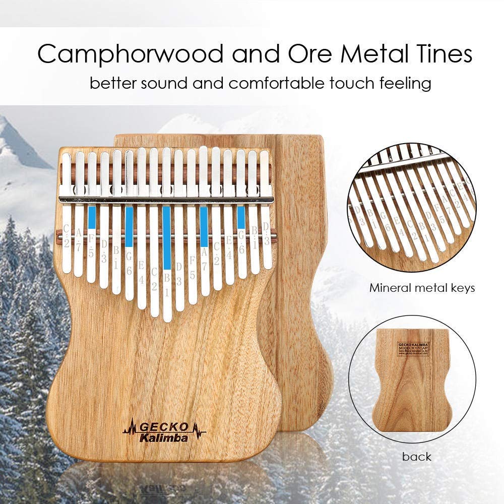 SLFDXDP Thumb Piano Kalimba 17 Key Full Veneer Camphor Wood, Portable Thumb Piano Portable (Color : B)