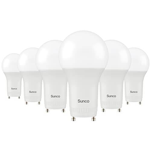 Sunco 6 Pack GU24 LED Light Bulbs 2 Prong A19, CRI91 5000K Daylight, 9W Equivalent 60W, CFL Replacement 800 Lumen, Super Bright Dimmable Twist & Lock GU24 Pin Base with 2 Prongs Instant On UL