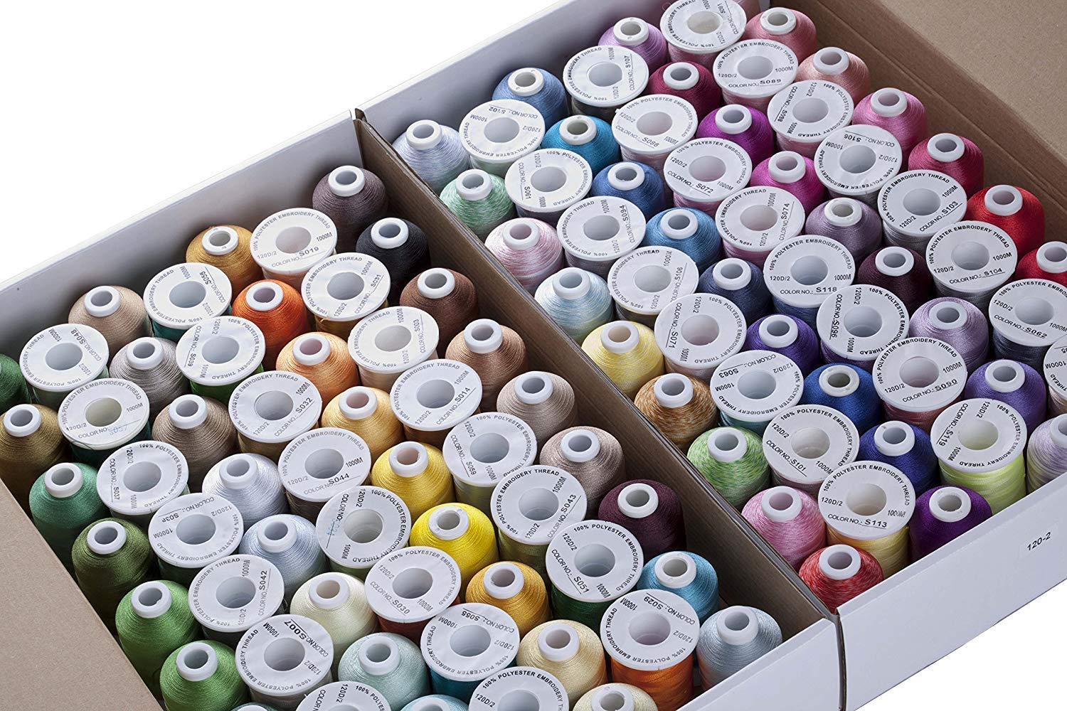 Simthread 120 Madeira Colors Polyester Machine Embroidery Thread Kit 550Y(500M) Similar to Madeira and Robinson-Anton Colors 40 Weight for Home Embroidery Sewing Machines