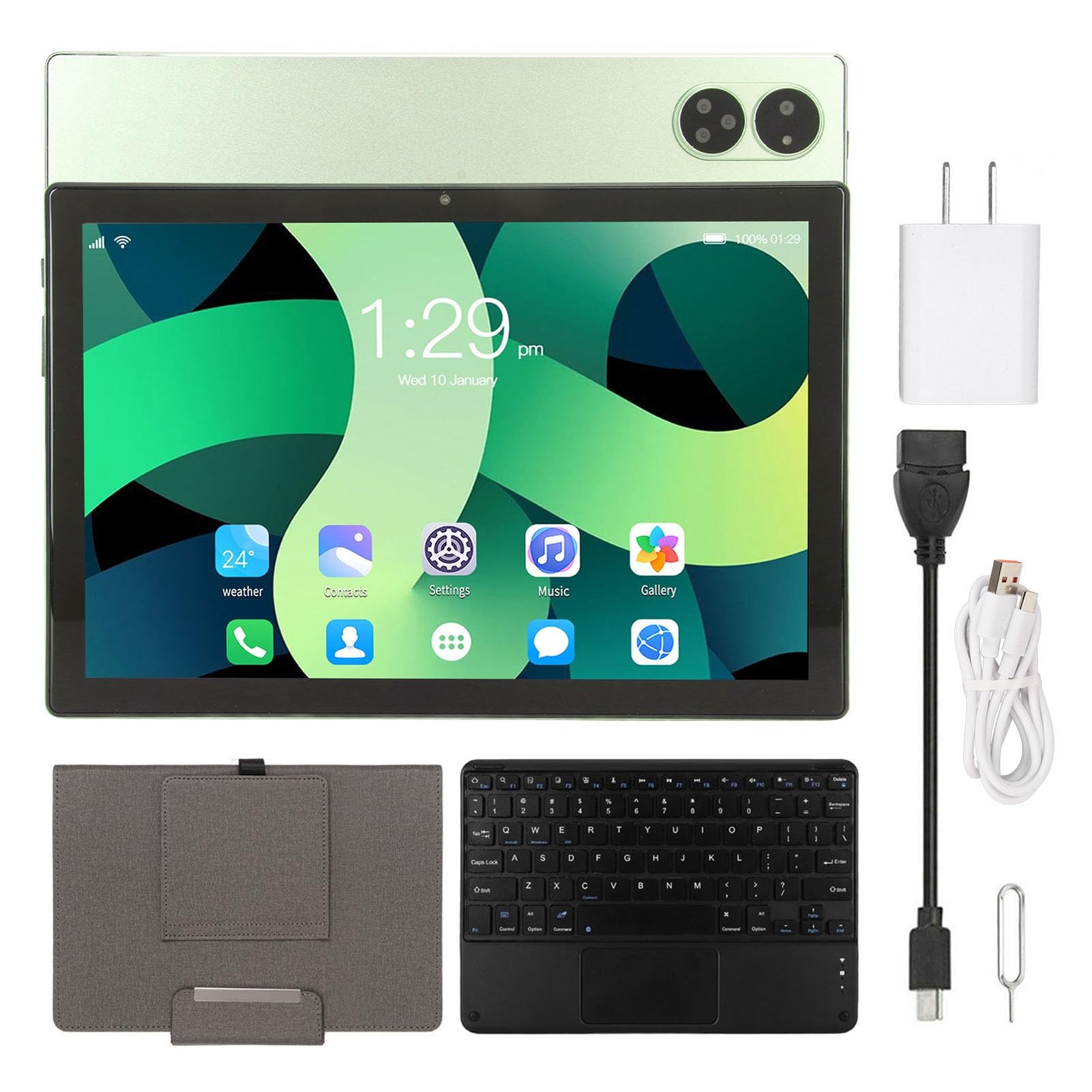 SHYEKYO Portable Tablet, 10.1 Inch Tablet 4G Network Dual Cameras 8 Core CPU for Office (US Plug)