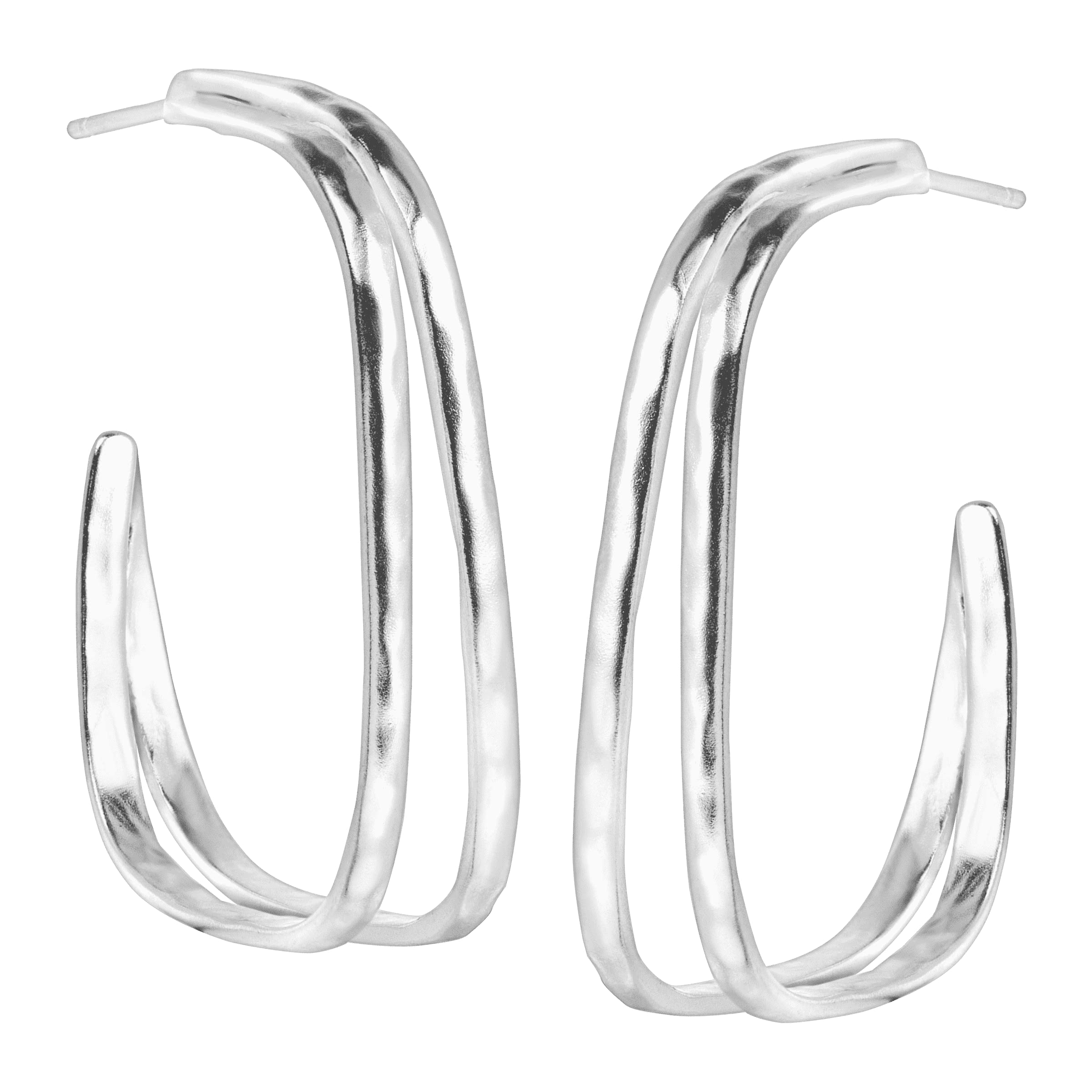 Silpada 'Natural Order' Geometric Hoop Earrings in Hammered Sterling Silver