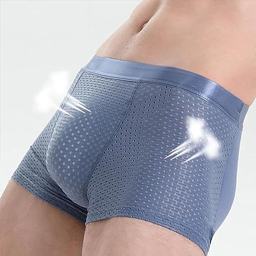 YSGBYSG Nylon Ice Silk Breathable Men's Underwear, Seamless Butt Lifter Hip Enhancer Shaper Briefs, Butt Booster Underwear (XL, blue+black)