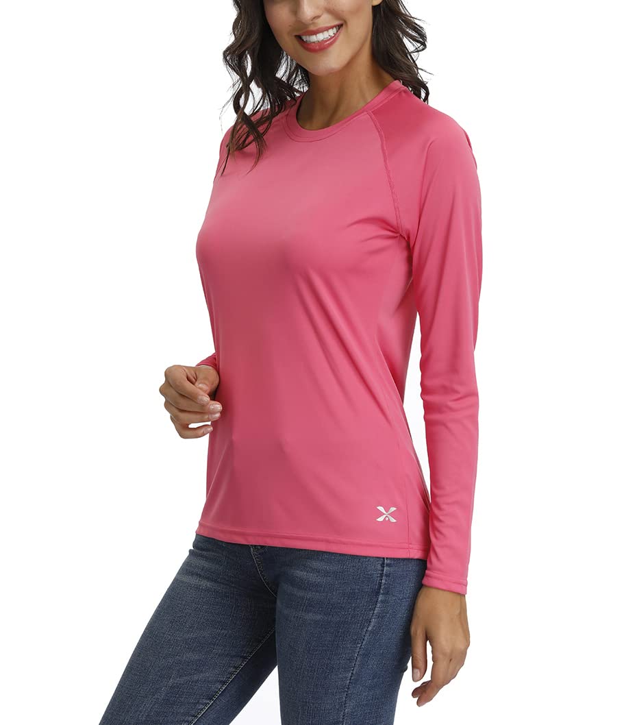 Women's UPF 50+ UV/Sun Protection Long Sleeve T-Shirt(2XL,Pink)
