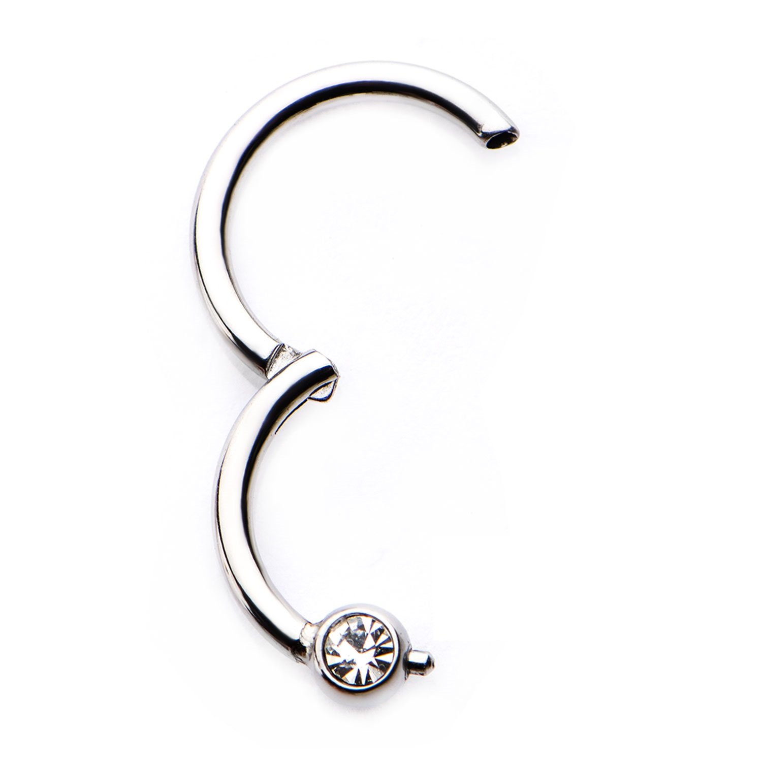 Pierced Owl 16GA CZ Crystal Centered Stainless Steel Septum Nostril Lip Cartilage Hinged Segment Ring (3/8" (9.5mm))
