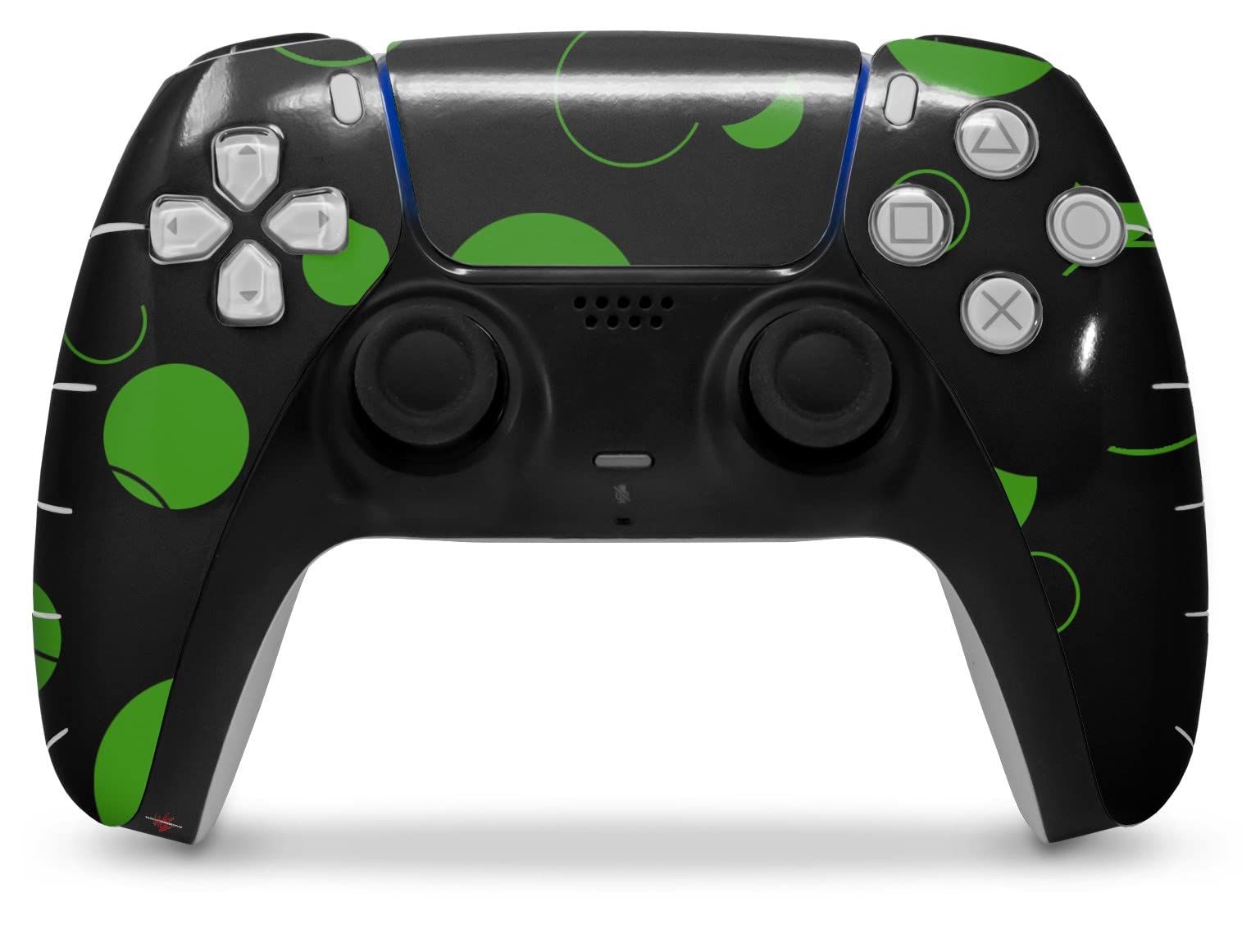 WraptorSkinz Skin Wrap compatible with Sony PS5 DualSense Controller Lots of Dots Green on Black (CONTROLLER NOT INCLUDED)