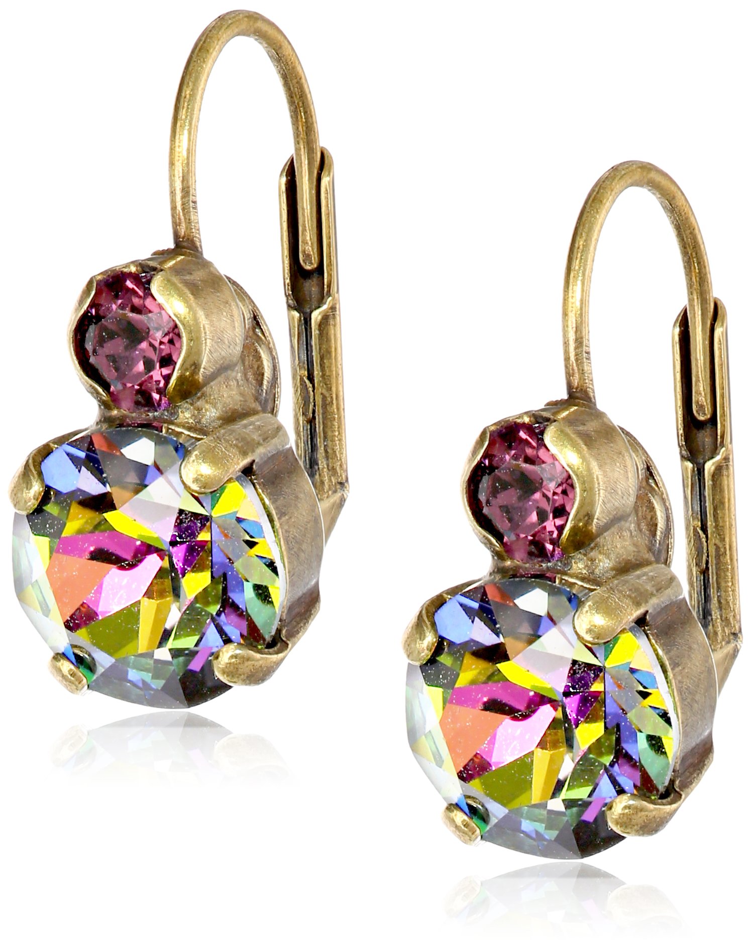 Sorrelli Round Crystal French Wire Earrings, Antique Silver-Tone Finish, Battle Blue
