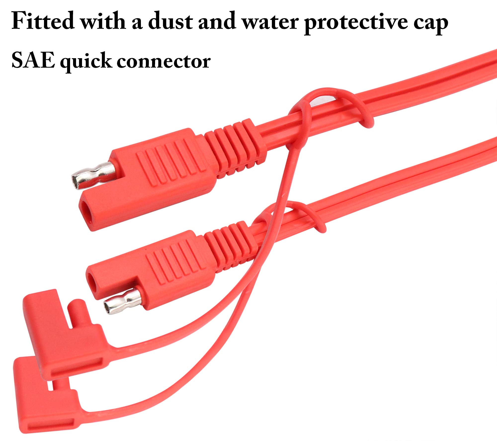 zdyCGTime SAE Extension Cord,Battery Extenstion Cable SAE to SAE Extension Cable Quick Disconnect Wire Harness SAE Power Cable with Waterproof Cap,for Automotive, Solar Panel Panel 18AWG 1m/3ft