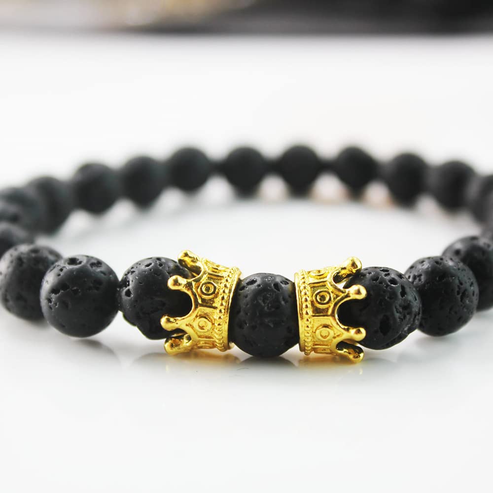 Technigadgets Matias Lion Bead Bracelet (Gold Black)