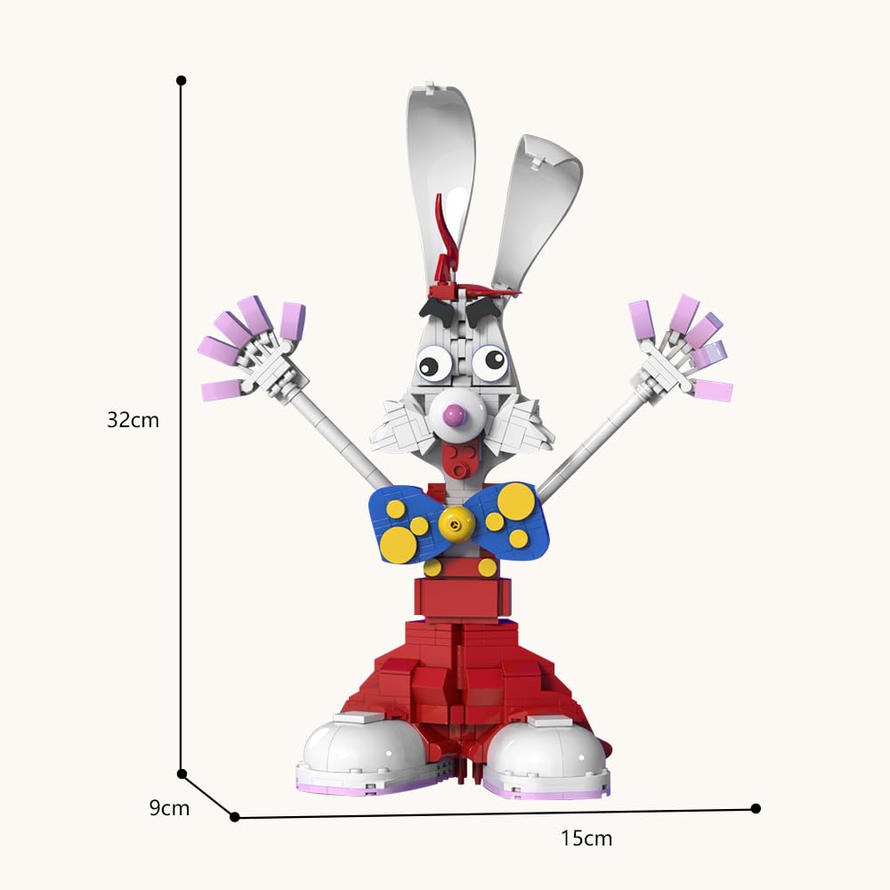Rog Rabbit Action Figure Building Block Sets, Who Framed Character Rabbit Animal Anime Model Toys Halloween Building Bricks for Fans Kids Aged 6+ (523 Pcs)