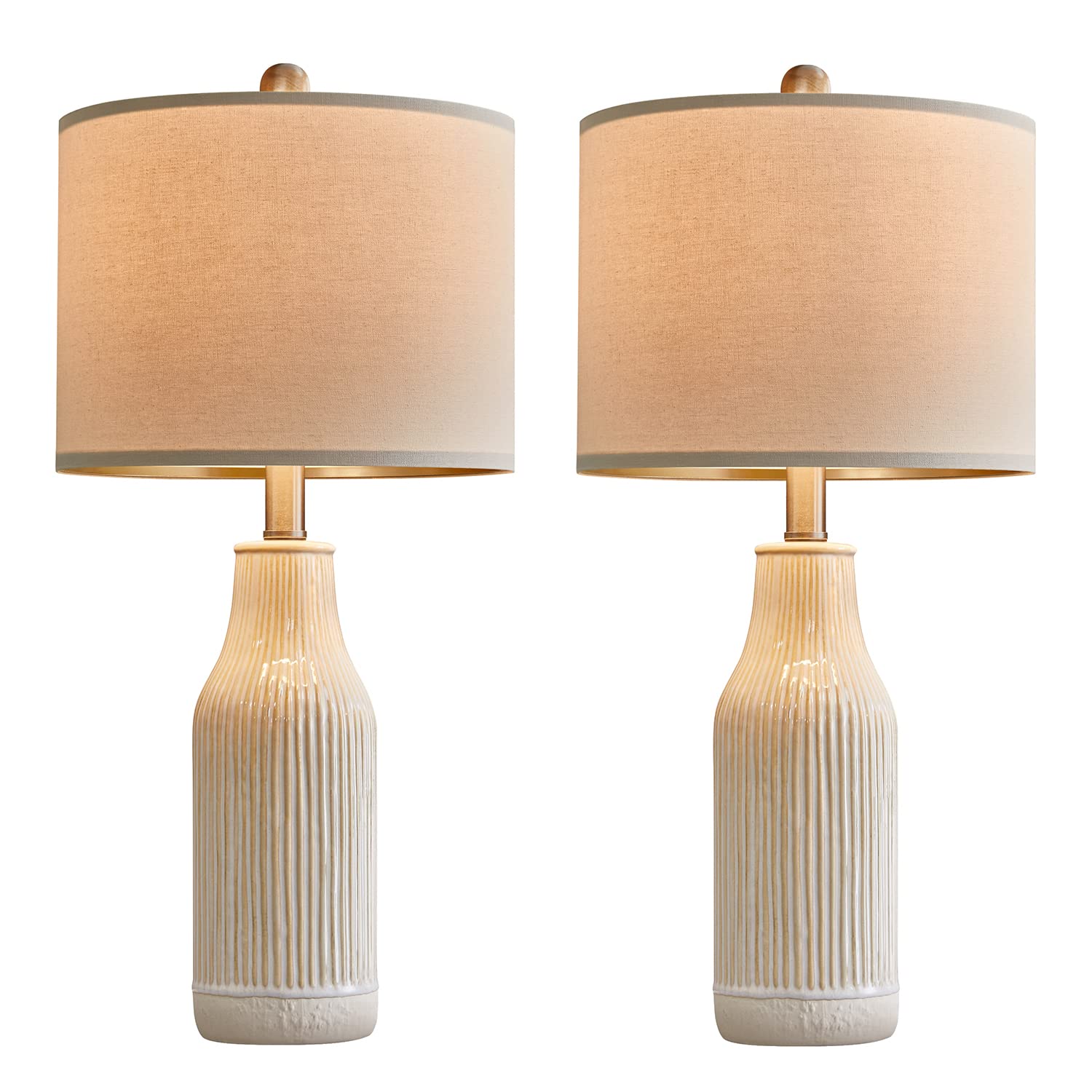 USumkky 23.75 inches Modern Ceramic Table Lamp Set of 2 for Living Room, Farmhouse Bedside Nightstand Lamp for Bedroom Home Office Dorm