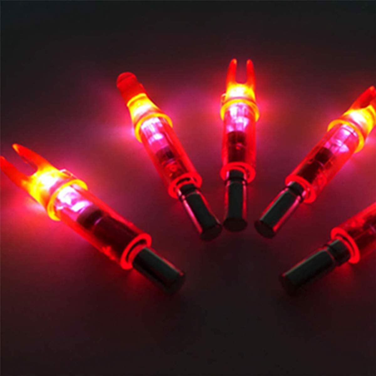 Techson 6 Pcs Lighted Arrow Nocks, Led Hunting Luminous Arrow Nocks, Tails Bow Accessories Internal Arrow End Nocks Fit for 6.2mm/0.244” Arrow Shaft (Red)