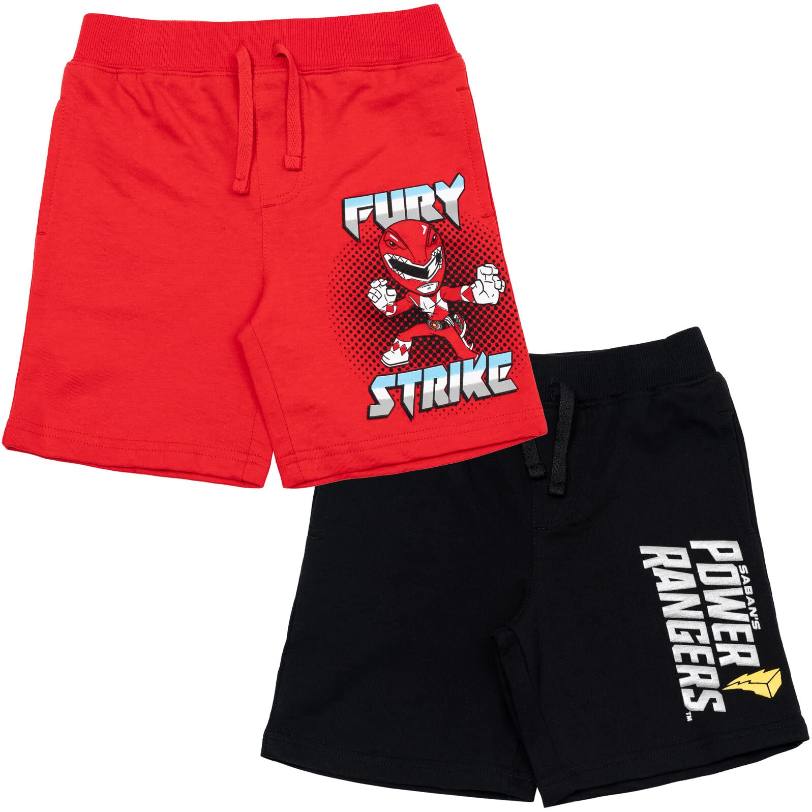 Power Rangers Toddler Boys French Terry 2 Pack Shorts Black/Red 3T