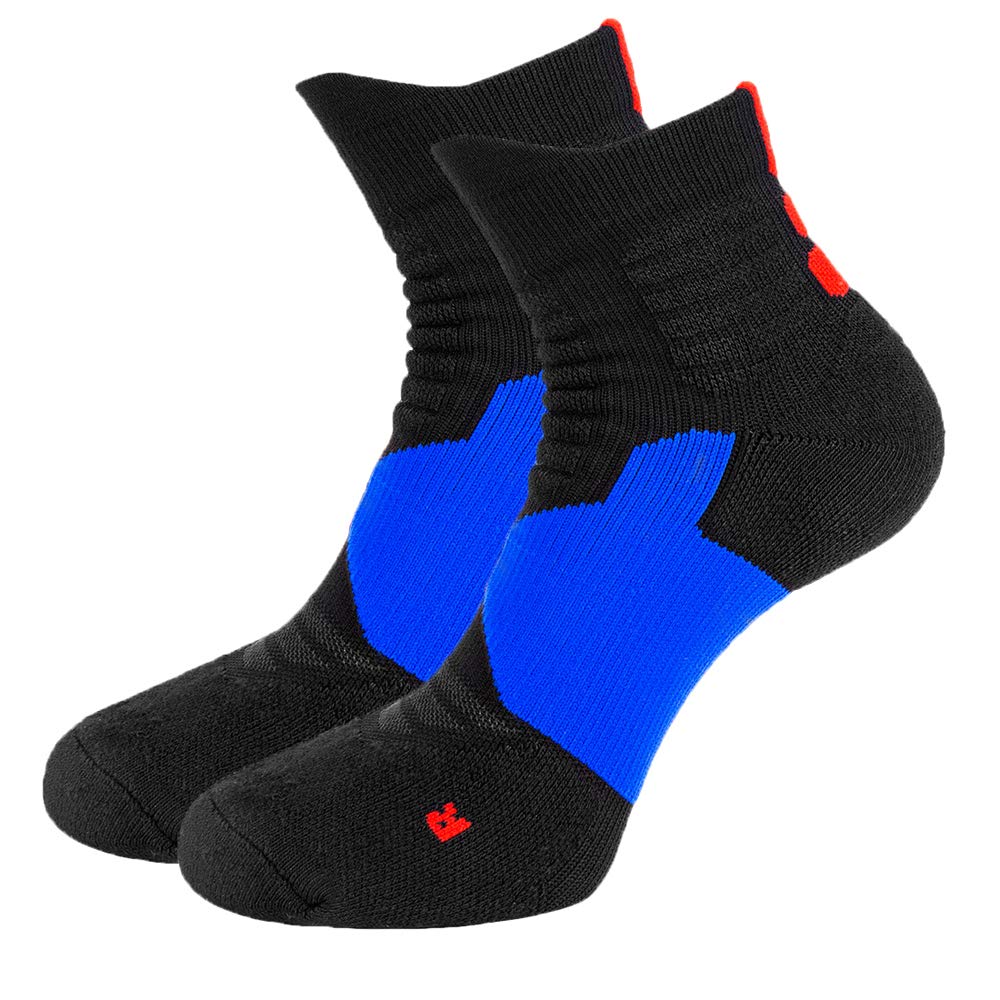 Toes&Feet Men's 2-Pack Black Anti Odor Blister Proof Ankle Compression Basketball Socks