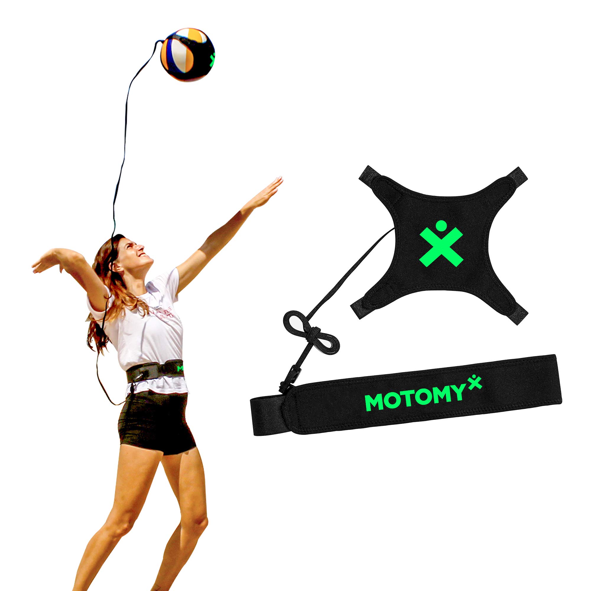 Volleyball Training Equipment 'VolleyPal' Volleyball Rebounder Engineered w/ Neoprene 3000X Technology Fabric & All Around Stitched-Edges. Improve Your Overhand Serving (Black & Green)