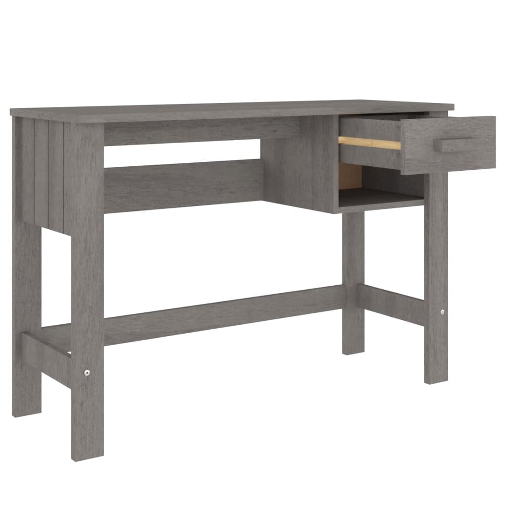 SunshineFace Computer Desk with Drawers, Office Desk with a Drawer and an Open Compartment, Writing Desk, Solid Wood Pine Study Table Makeup Vanity Console Table, Grey