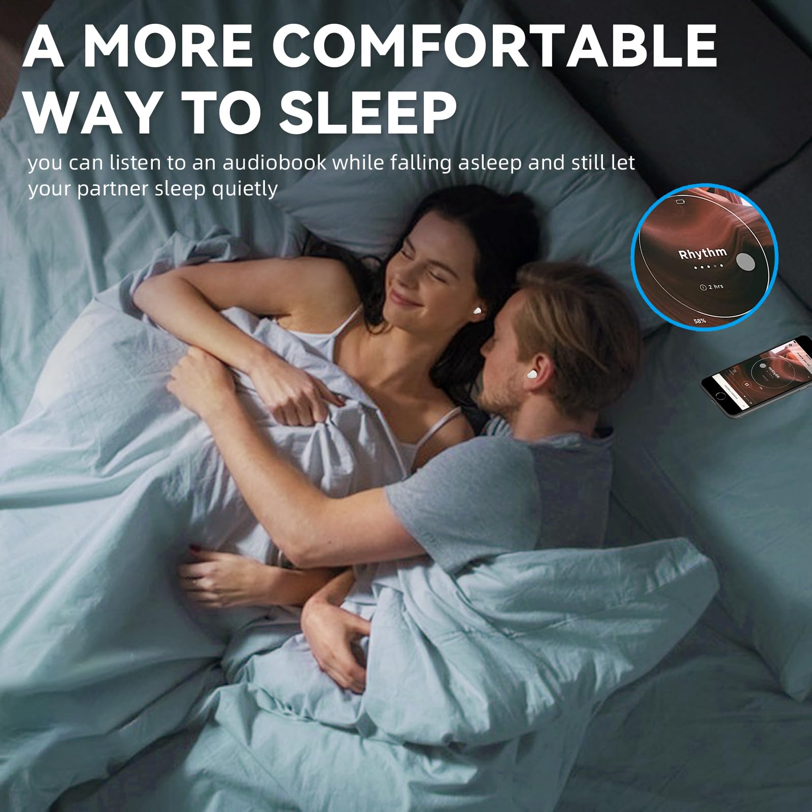 Sleep Earbuds Invisible Wireless Bluetooth Earbuds for Side Sleepers Smallest Mini Tiny Sleep Buds for Sleeping Noise Blocking Wireless Hidden Headphones Discreet Bluetooth Earpiece for Work White