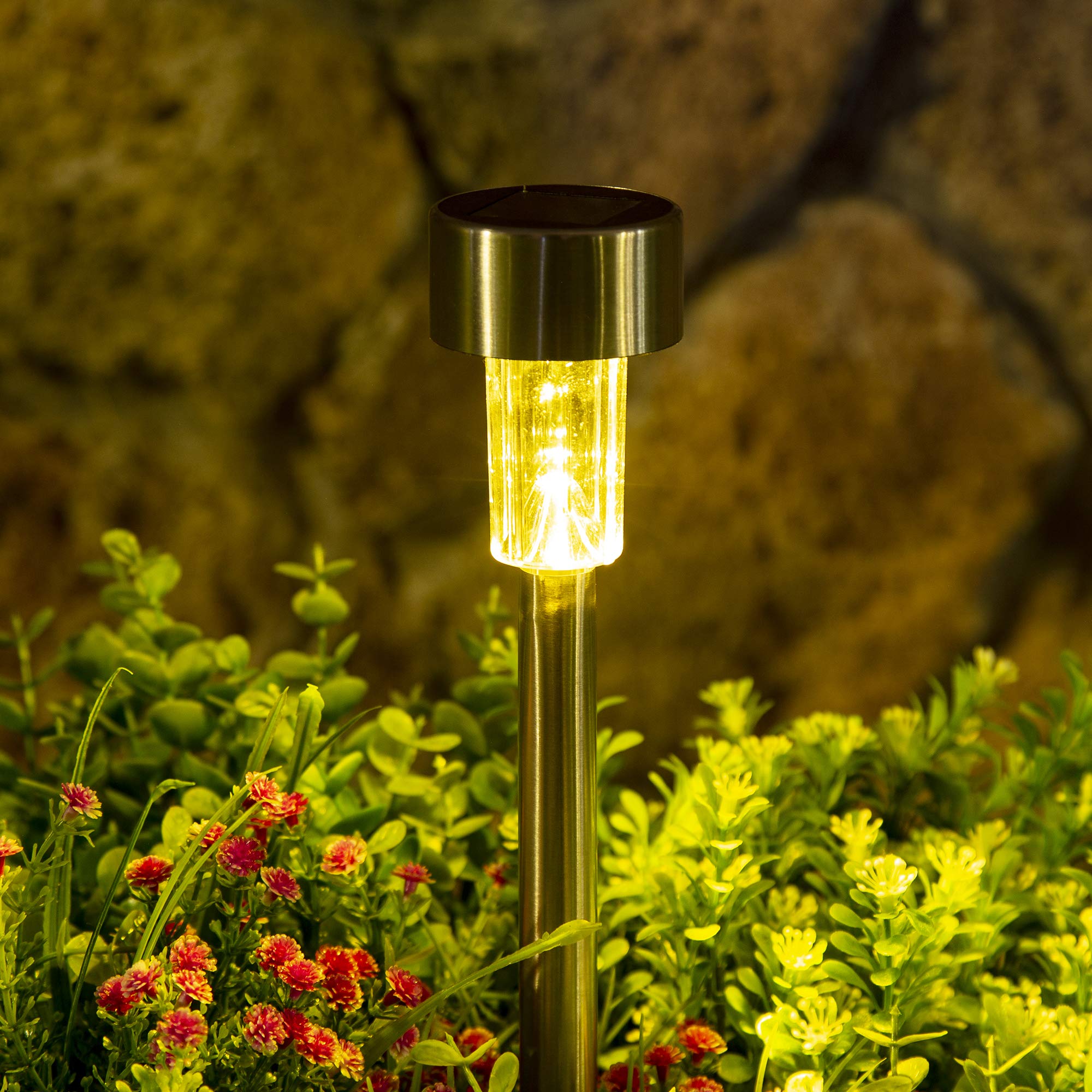 Sowsun Solar Pathway Lights Outdoor ,Solar Powered Landscape Garden Lights for Pathway ,Lawn, Patio, Yard,Path,Walkway Decoration-12 Pack(Warm White)