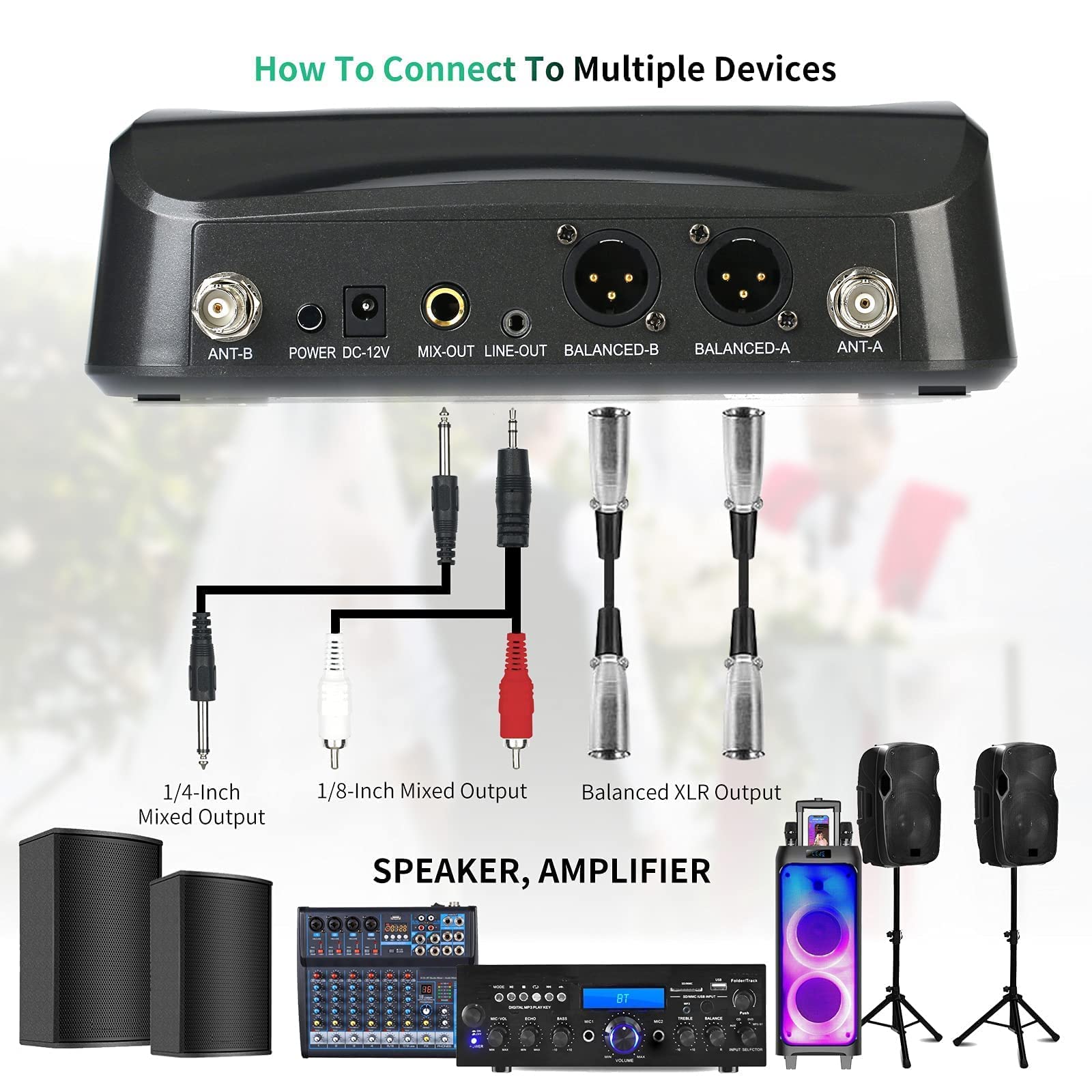 ZERFUN J5 Wireless Microphones, UHF Handheld Wireless Microphone System Professional, Dual Metal Wireless Mics Cordless Microphone with Echo Volume Channel Control, Receiver LCD Display, 200FT