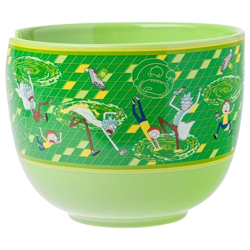 Silver Buffalo Rick and Morty Floating Portal Ceramic Ramen Noodle Rice Bowl with Chopsticks and Spoon, Microwave Safe, 20 Ounces