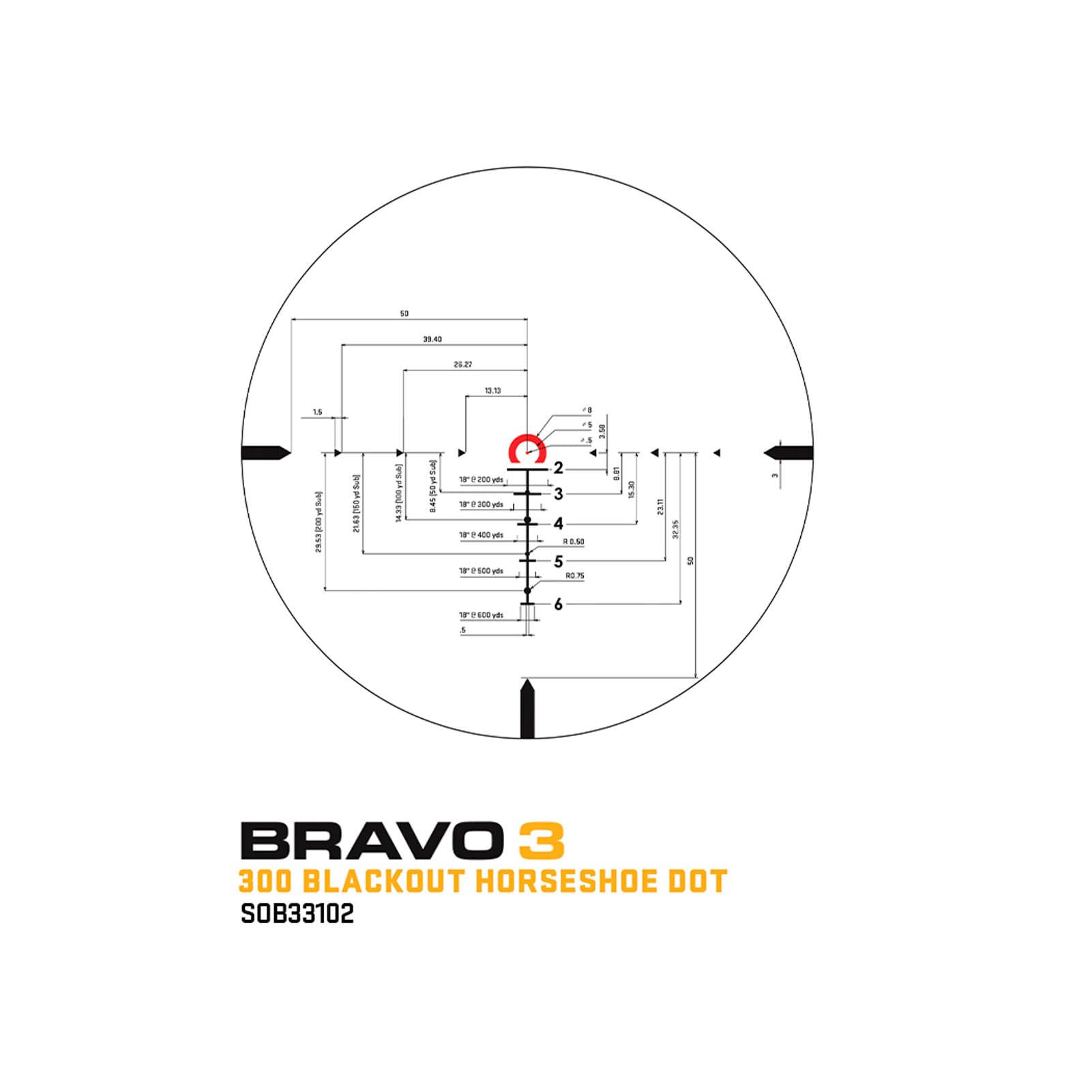 SIG SAUER Bravo3 3x24 mm 0.5 MOA Lightweight Durable Waterproof Fogproof Red Dot Sight for Rifle, 5.56/7.62 Horseshoe Dot Reticle (SOB33101)