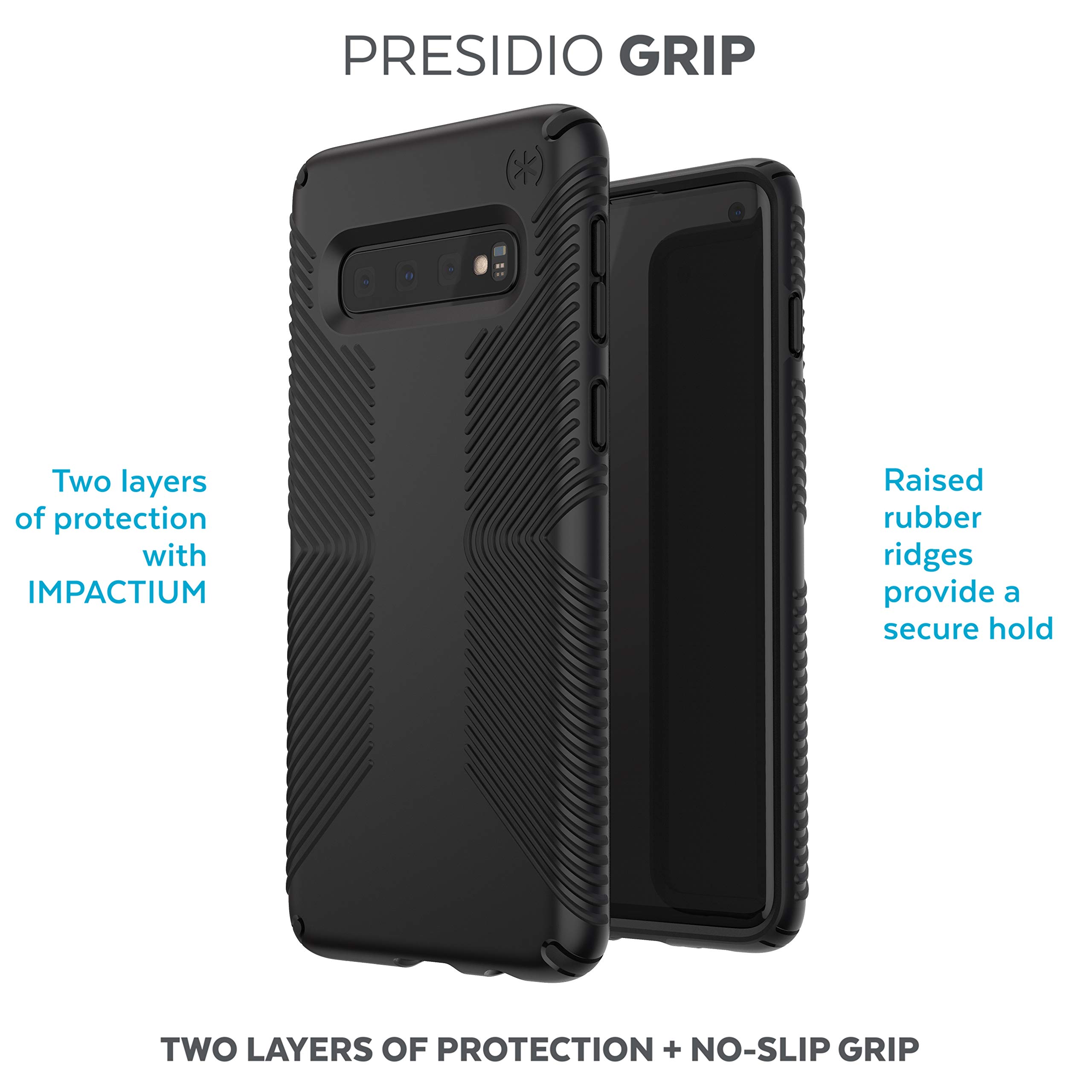 Speck Presidio Grip Samsung Galaxy S10 Case, Black/Black