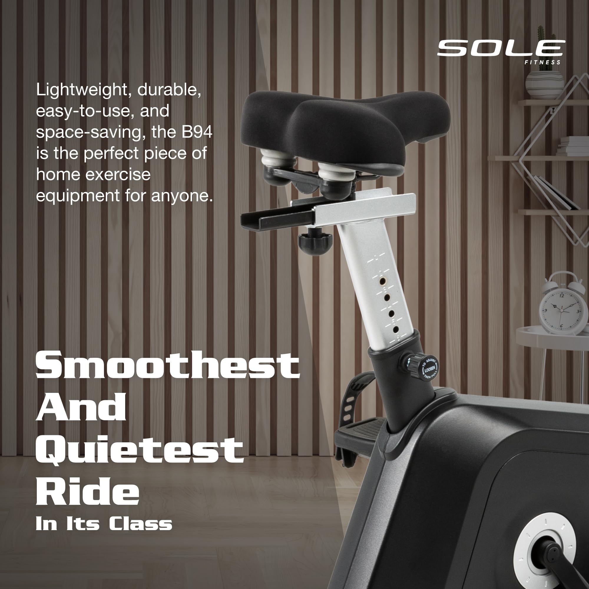 SOLE Fitness B94 2023 Model Light Upright Indoor Stationary Bike, Home and Gym Exercise Equipment, Smooth and Quiet, Versatile for Any Workout, Bluetooth and USB Compatible