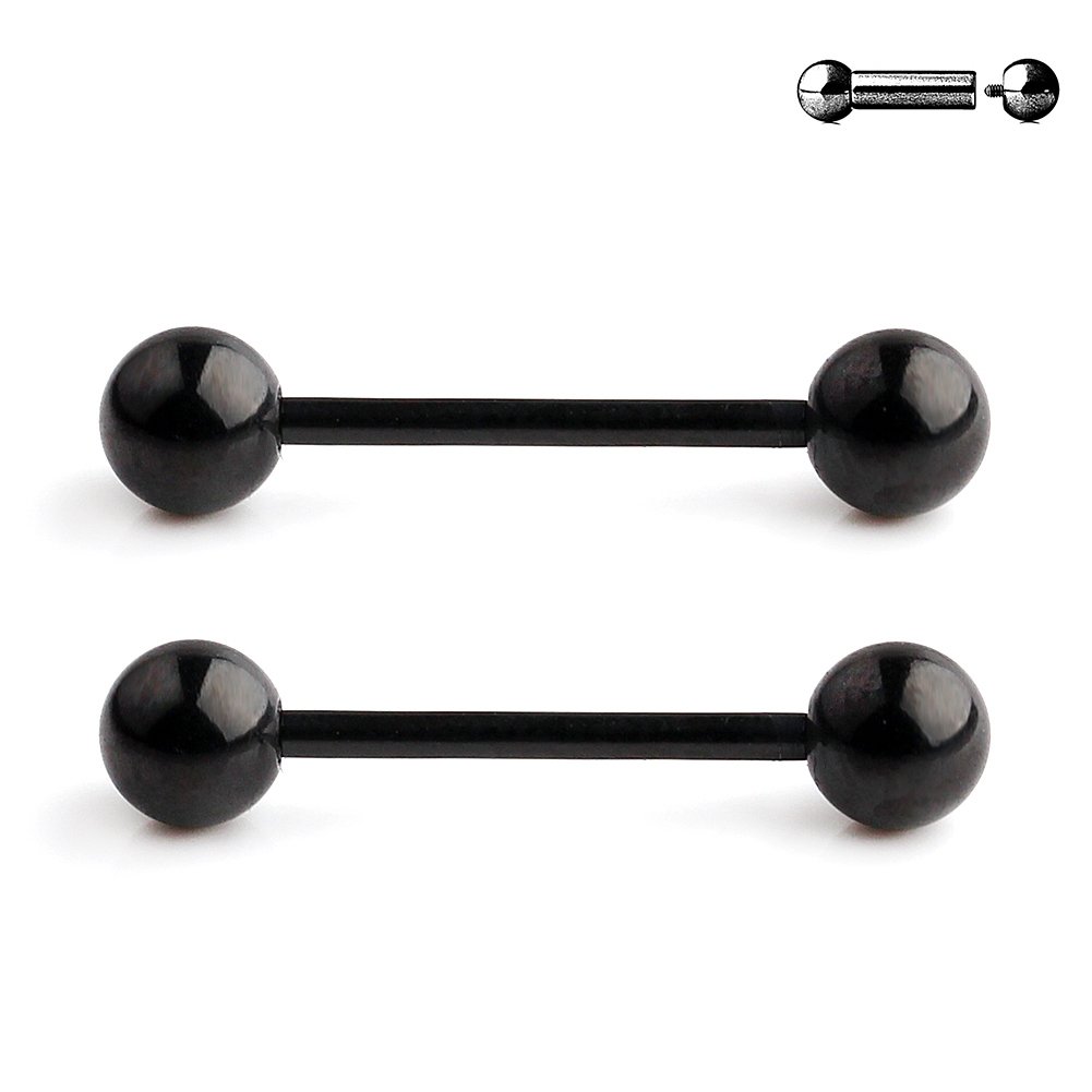 Ruifan 316L Stainless Steel Internally Threaded Tongue Nipple Shield Barbell Ring Bar Body Piercing Retainer 16G 14mm 12PCS - Mix Color