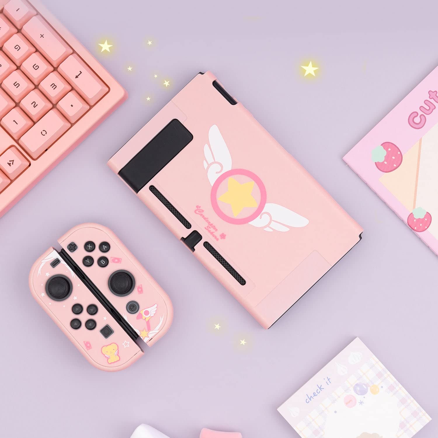 YOCORE Protective Case Compatible with Nintendo Switch, Soft Touch Replacement Shell with Shock-Absorption and Anti-Scratch -Cardcaptor Sakura