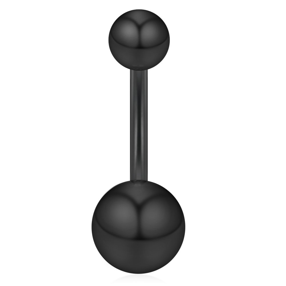 Ruifan 4PCS 14G Cubic Zirconia Ball Belly Button Rings Navel Barbell Body Jewelry Piercing - Black