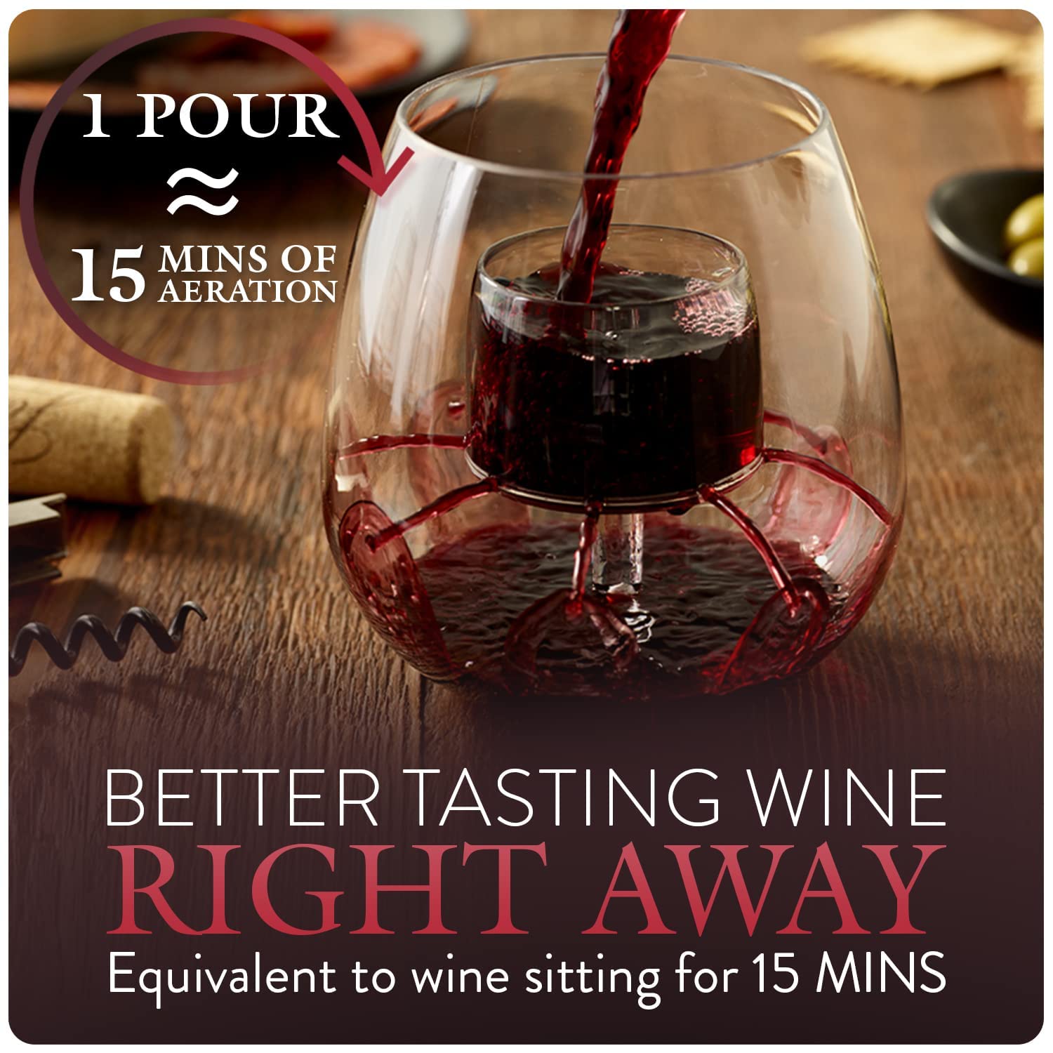 Stemless Aerating Wine Glasses (Set of 2) by Chevalier Collection β Patented Wine Glasses with Built In Aerator