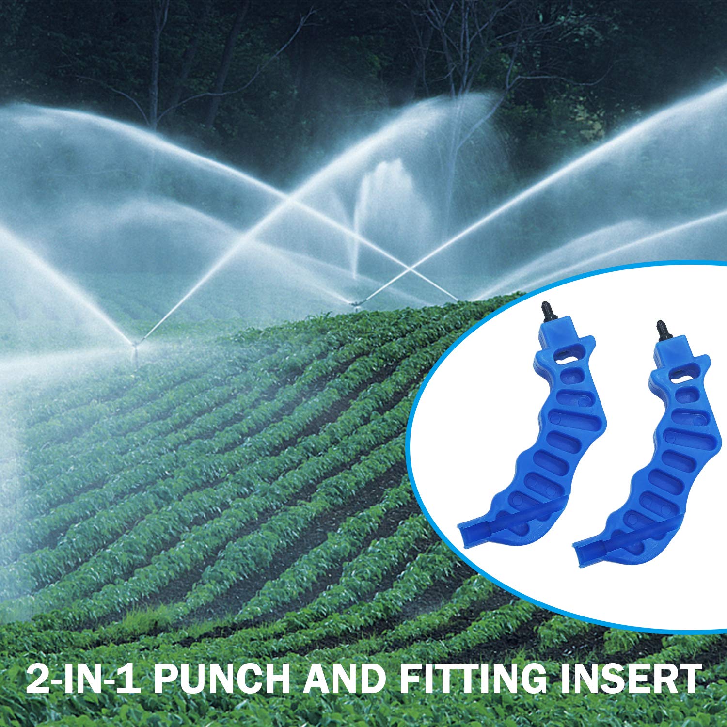 SHANGXING 2 PCS 2-in-1 Drip Irrigation Hole Punch Tool- Practical Drip Irrigation Tubing Hole Punch with 10 PCS Dropper Connector for 1/4 Inch Fitting Emitter Insertion Drip Sprinkler
