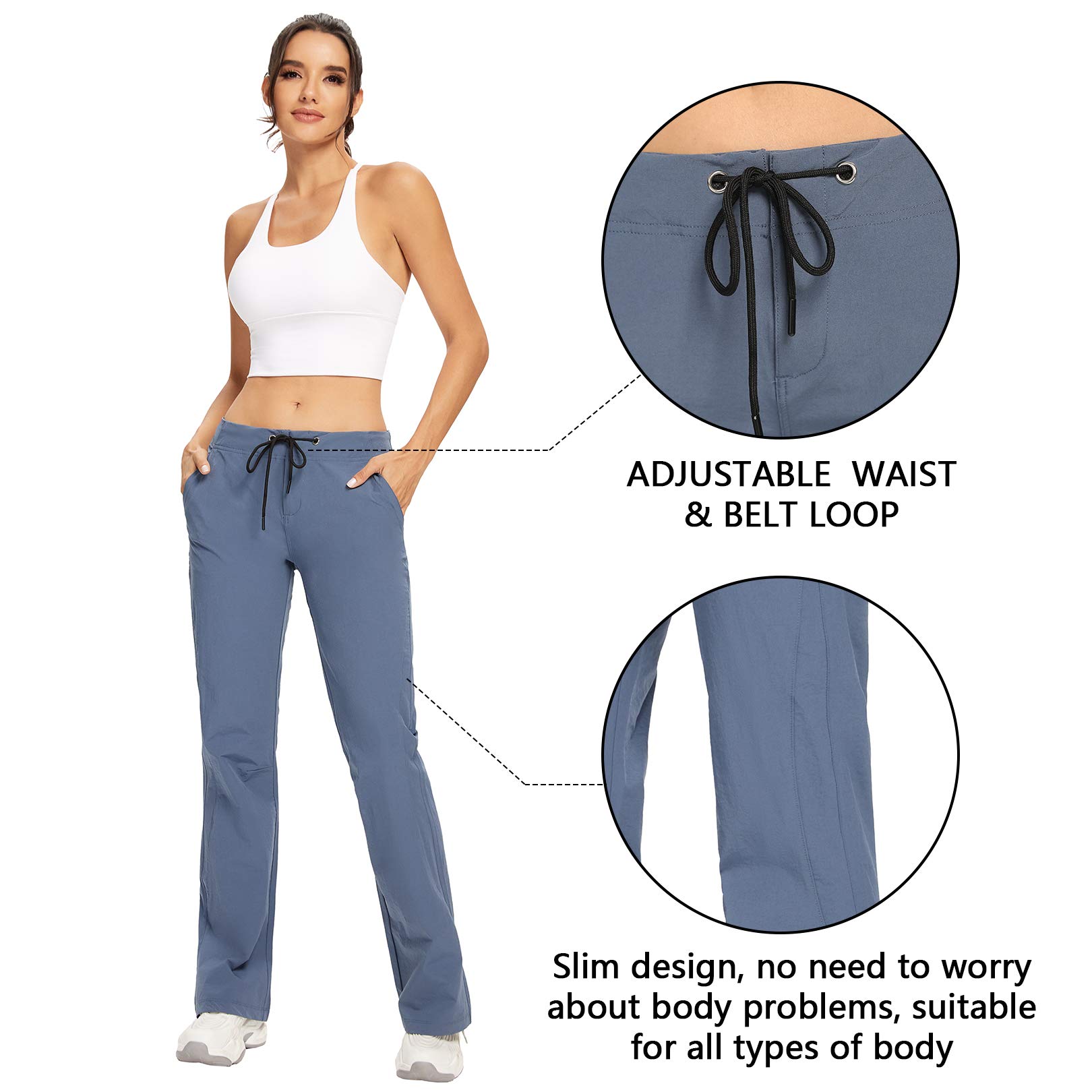 Women's Golf Pants Stretch Lightweight Breathable Quick Dry Anytime Outdoor Boot Cut Casual Work Pant,2064,Blue,US 4
