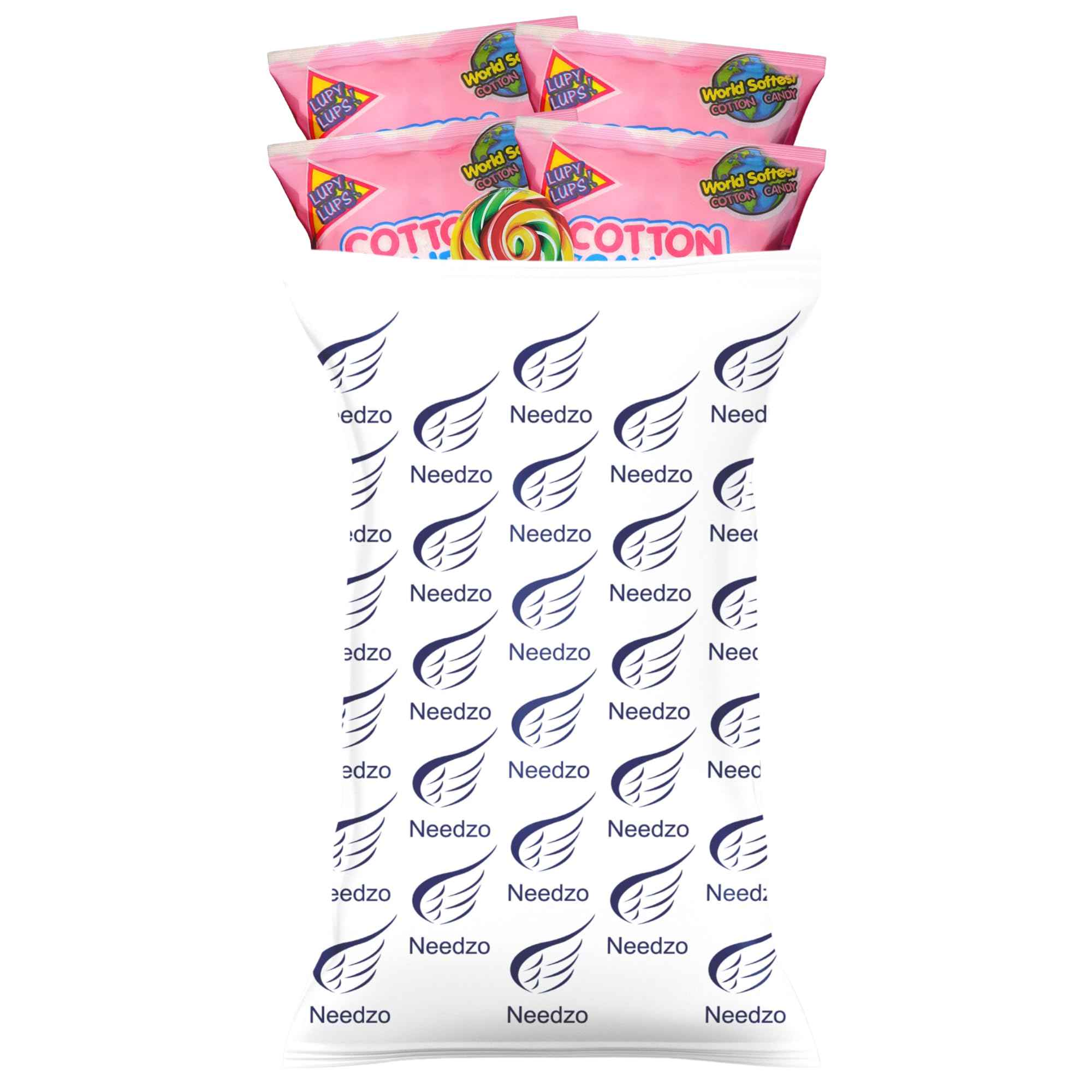 Strawberry and Raspberry Flavored Cotton Candy Mini Bites, Individually Packaged Party Favors, Swirl Sticker Included, 0.53 Ounces, (Pack of 4)