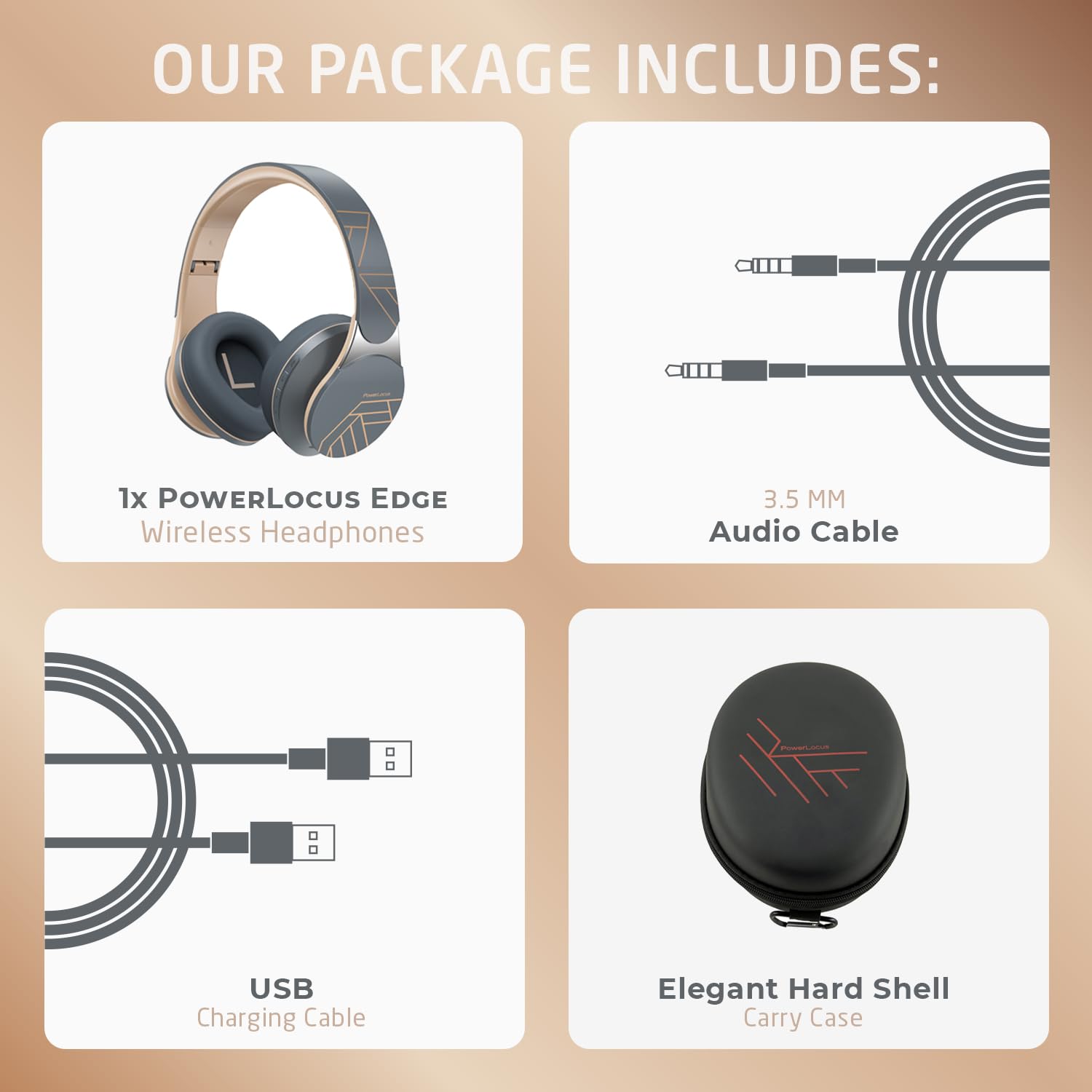 PowerLocus Bluetooth Headphones Over Ear, 40H Playtime with 4 EQ Modes, Wireless Headphones with Microphone, Hi-Fi Stereo Foldable Headset, FM Radio, Micro SD/TF, Deep Bass for Travel/PC/Cell Phones