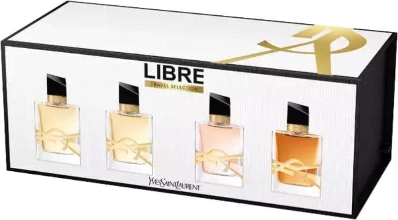 Yves Saint Laurent YSL Perfume Miniatures Travel Set for Women, Eau de Toilette & Eau de Perfume, Opium, Paris, Black Opium, Mon Paris, 7.5ml .25 oz.