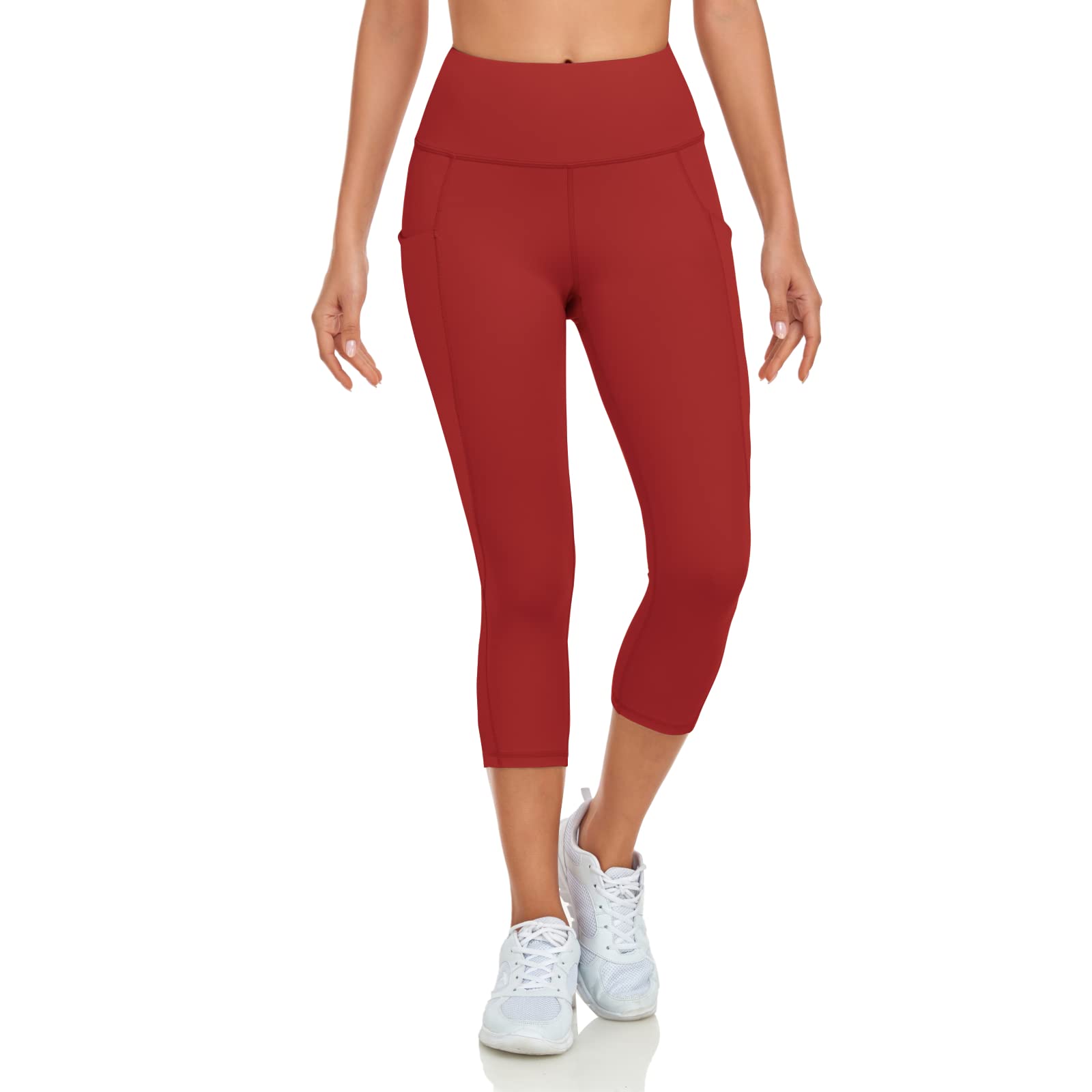 UURUN High Waisted Leggings for Women, Mesh Yoga Pants with Pockets, Tummy Control, Squat Proof, for Workout, Running, Stone Blue, L