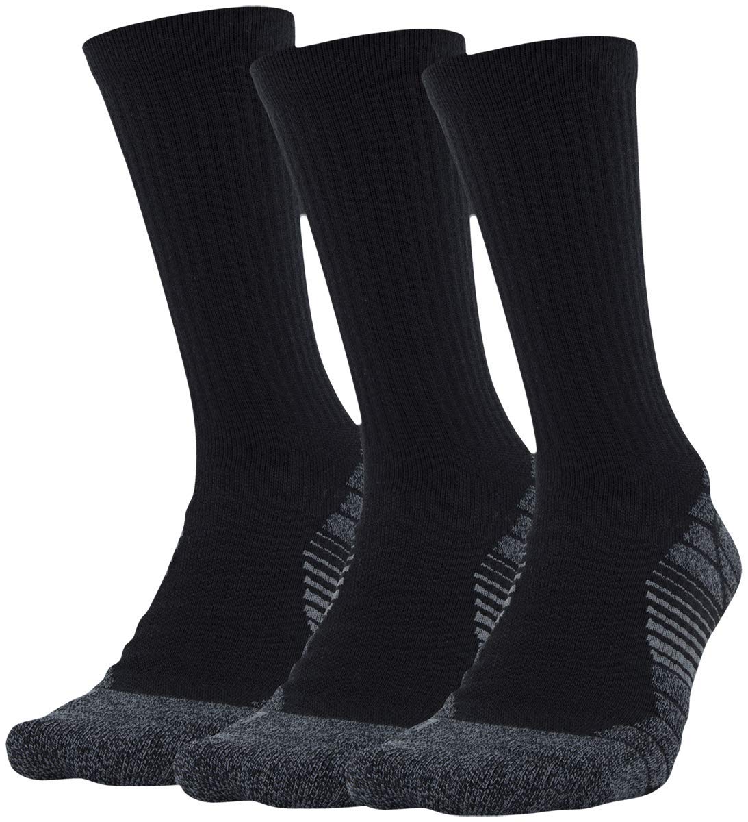 Under Armour Adult Elevated Performance Crew Socks, 3-Pairs , Black/Halo Gray , Medium
